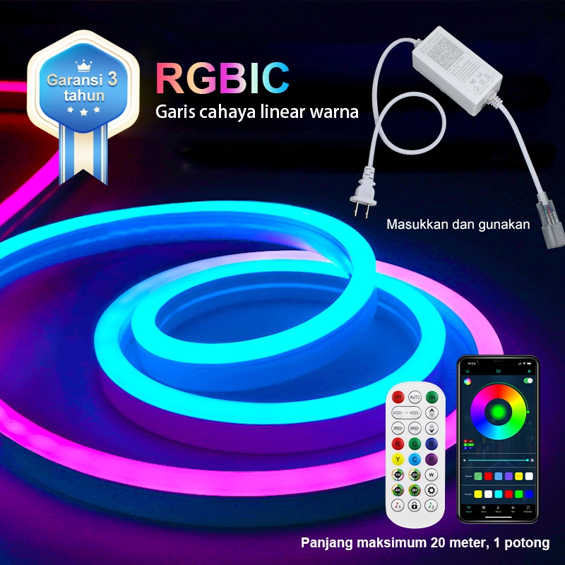 Jual Neon LED Fleksibel 3-20M RGB - Remote & App Control, Sensor Warna ...