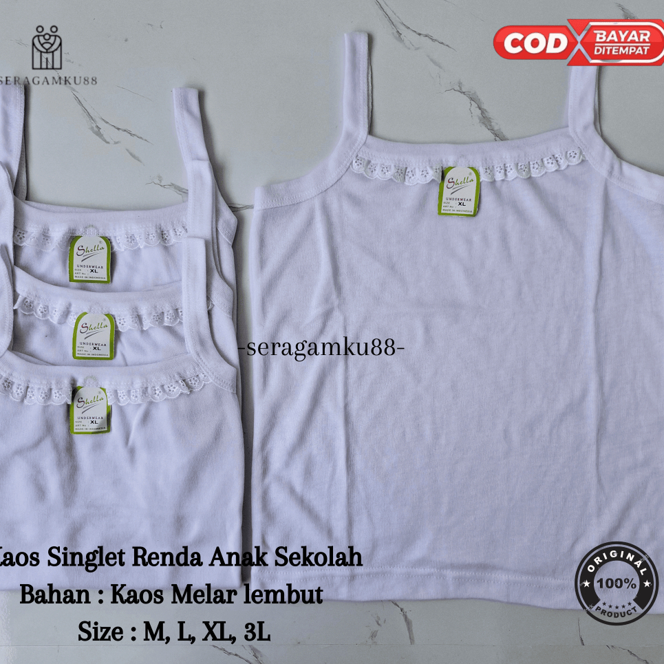 Jual Kaos Dalam Anak Sekolah SD SMP SMA /Singlet Remaja Putih Renda ...