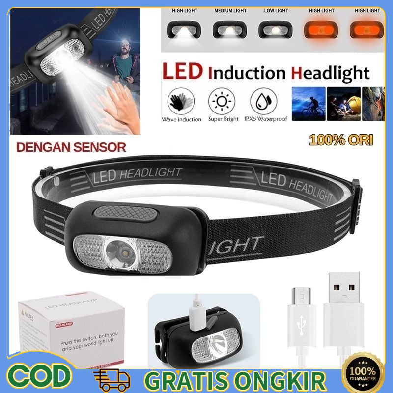 Jual Headlamp Irco Outdoor Waterproof IPX4 Usb - Senter Kepala Led Anti ...