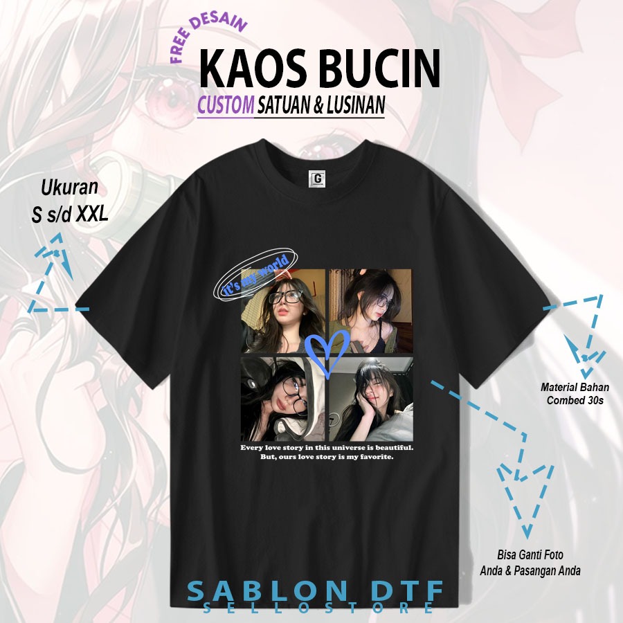 Jual Kaos Sablon Custom Aesthetic C83 / Kaos Custom Foto / Kaos Custom ...