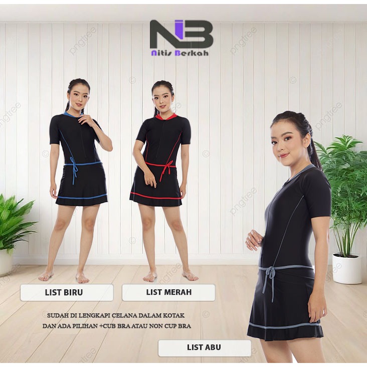 Jual NIBER Baju Renang Model rok lengan pendek sport original,,d lengkapi celana dalam kotak&cub ...