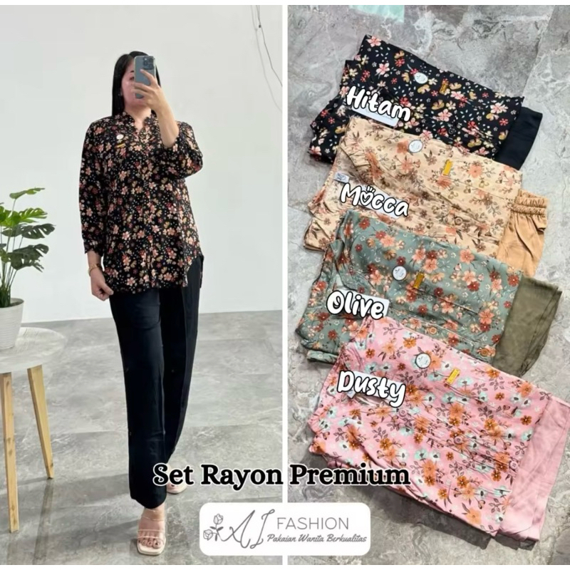 Jual SET RAYON PREMIUM KOMBINASI MOTIF BUNGA/ONE SET WANITA DEWASA ...