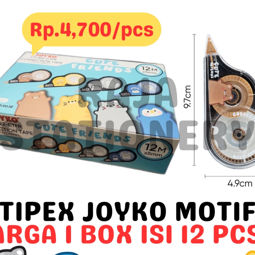 Jual KP8 JOYKO CORRECTION TAPE 12m TIPEX KES JOYKO CT522 MOTIF LUSIN ...