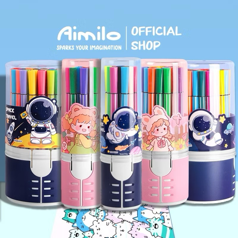 Jual AIMILO SPIDOL 1 SET warna warni Hexagonal watercolor marker pen 12 ...