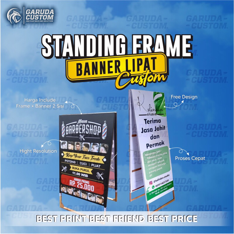 Jual Standing Banner Custom | Banner Segitiga | Banner Kayu Lipat ...