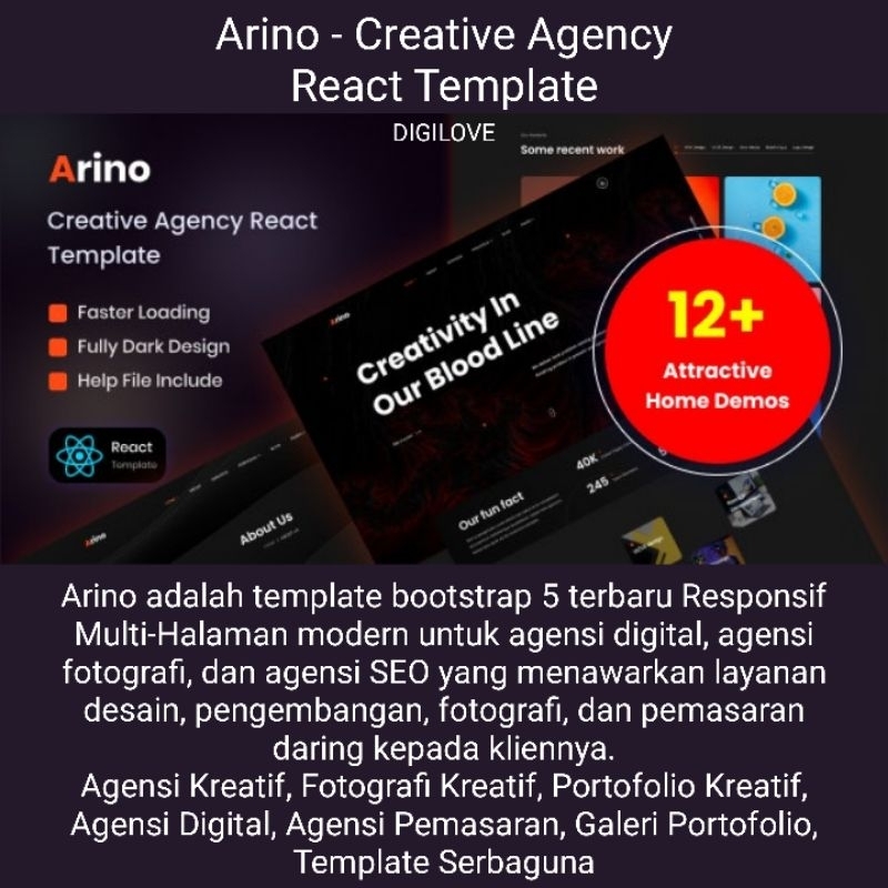 Jual Arino - Creative Agency React Template | Shopee Indonesia