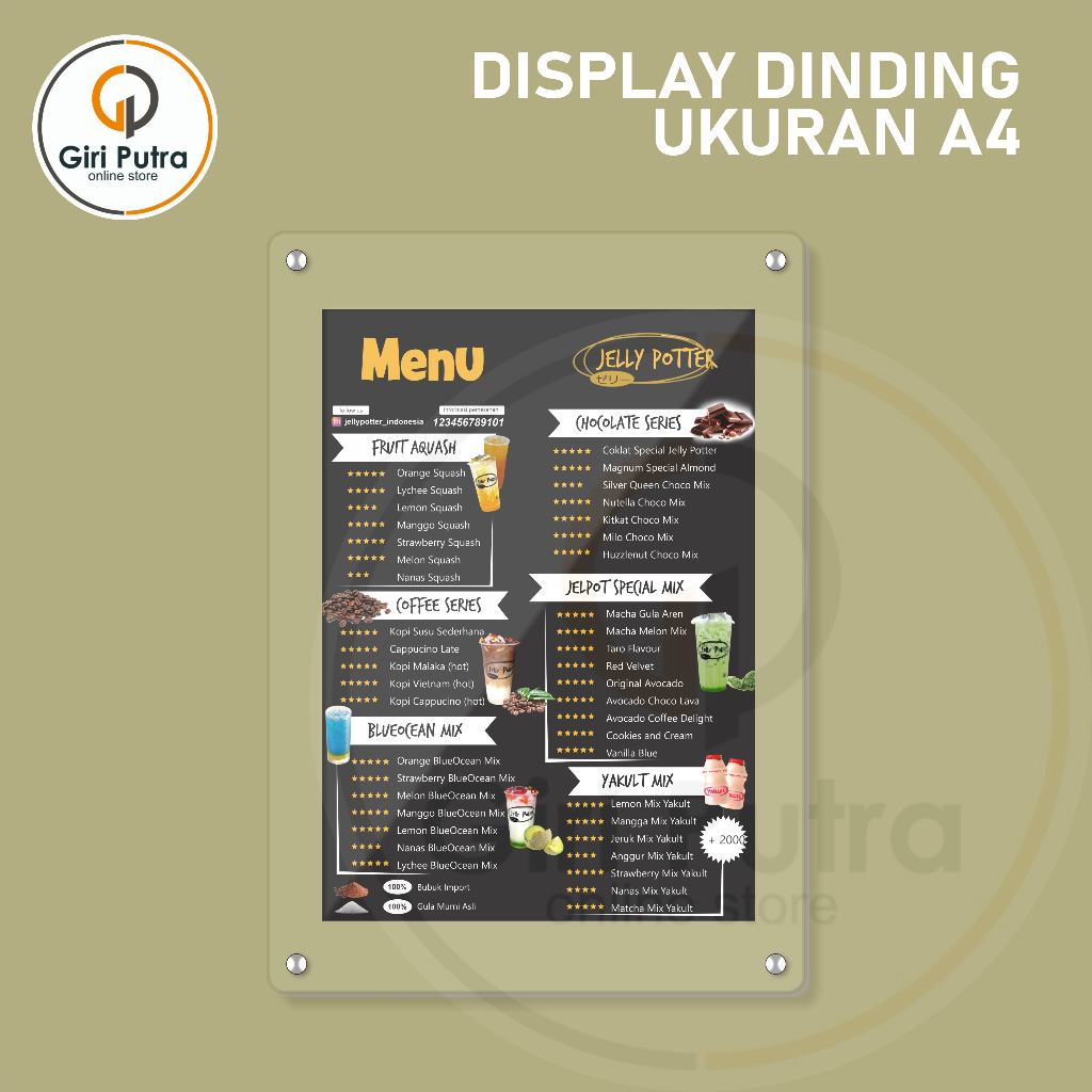 Jual DISPLAY DINDING AKRILIK / FRAME AKRILIK / STAND POSTER AKRILIK A4 ...
