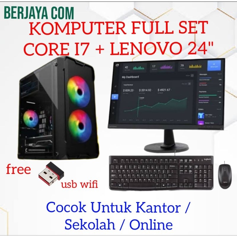 Jual Full Set Core i7 Gen 7 - Led Lenovo 24" - 32gb Ram - 1tb Ssd Nvme - Pc Rakitan - Komputer ...