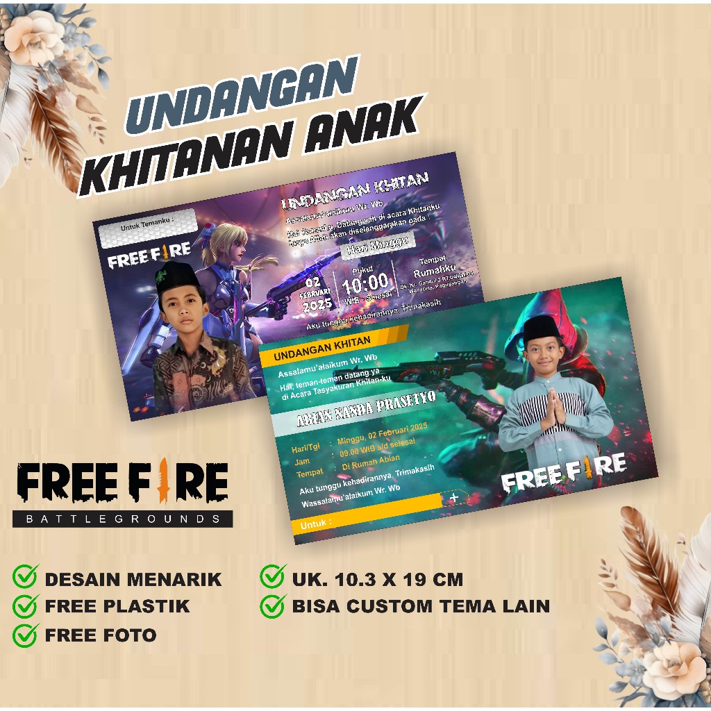 Jual UNDANGAN KHITANAN ANAK TEMA FREE FIRE / UNDANGAN KHITAN / UNDANGAN ...