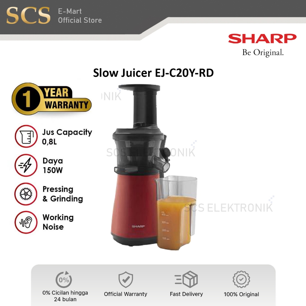 Jual SHARP Slow Juicer cold pressed juice EJ-C20Y-RD EJC20YRD | Shopee ...
