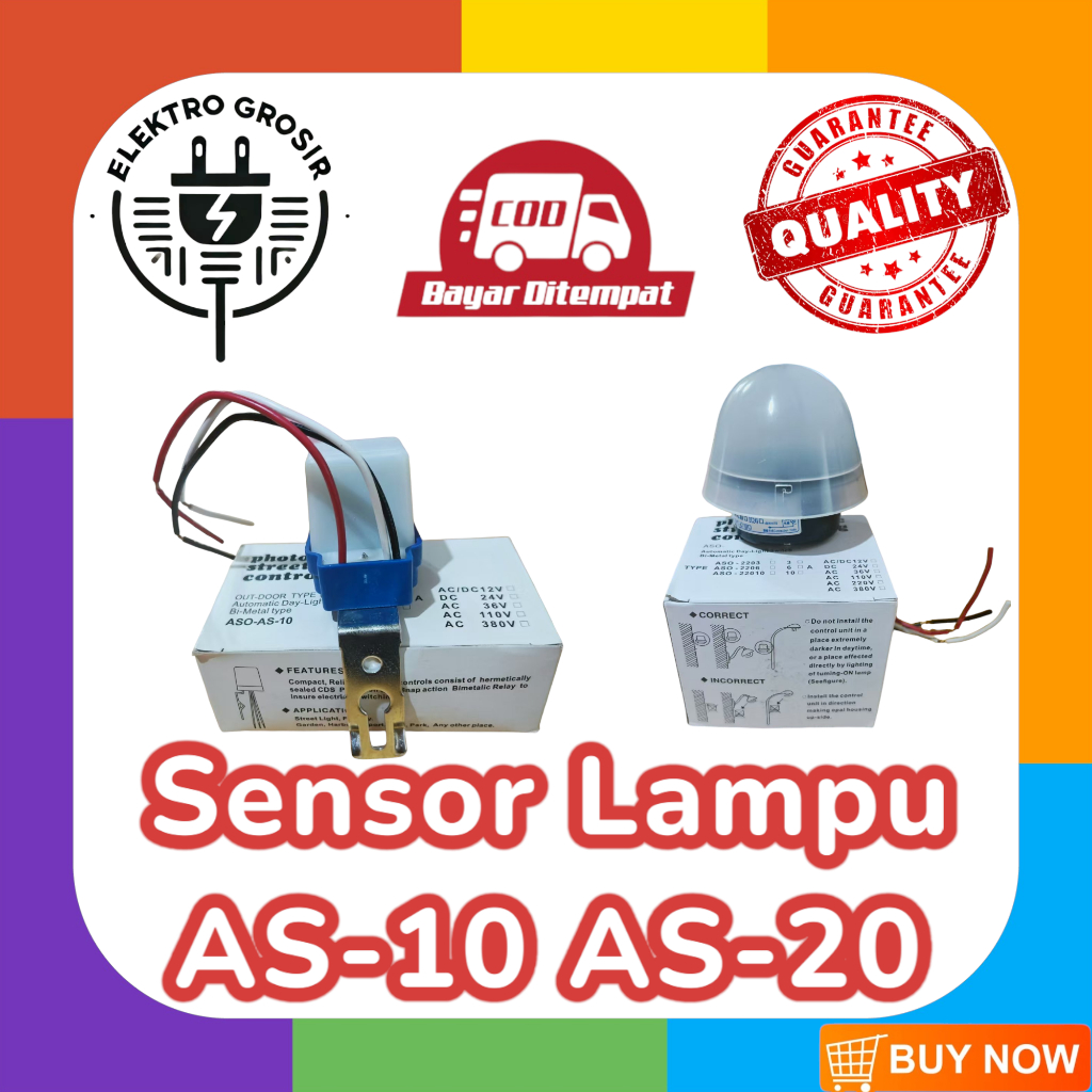 Jual Saklar Sensor Cahaya Tahan Hujan AS-10 AS-20 untuk Rumah, Saklar ...