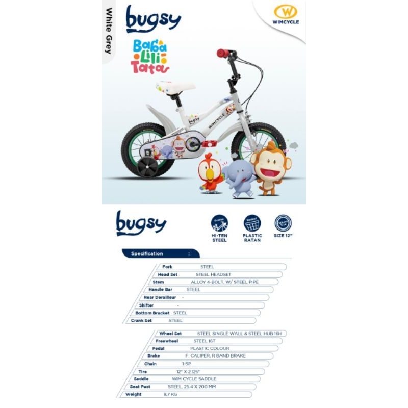 Jual Sepeda Wim Cycle Bugsy Balita 12 Inch Sepeda Anak Baba Lili Tata ...