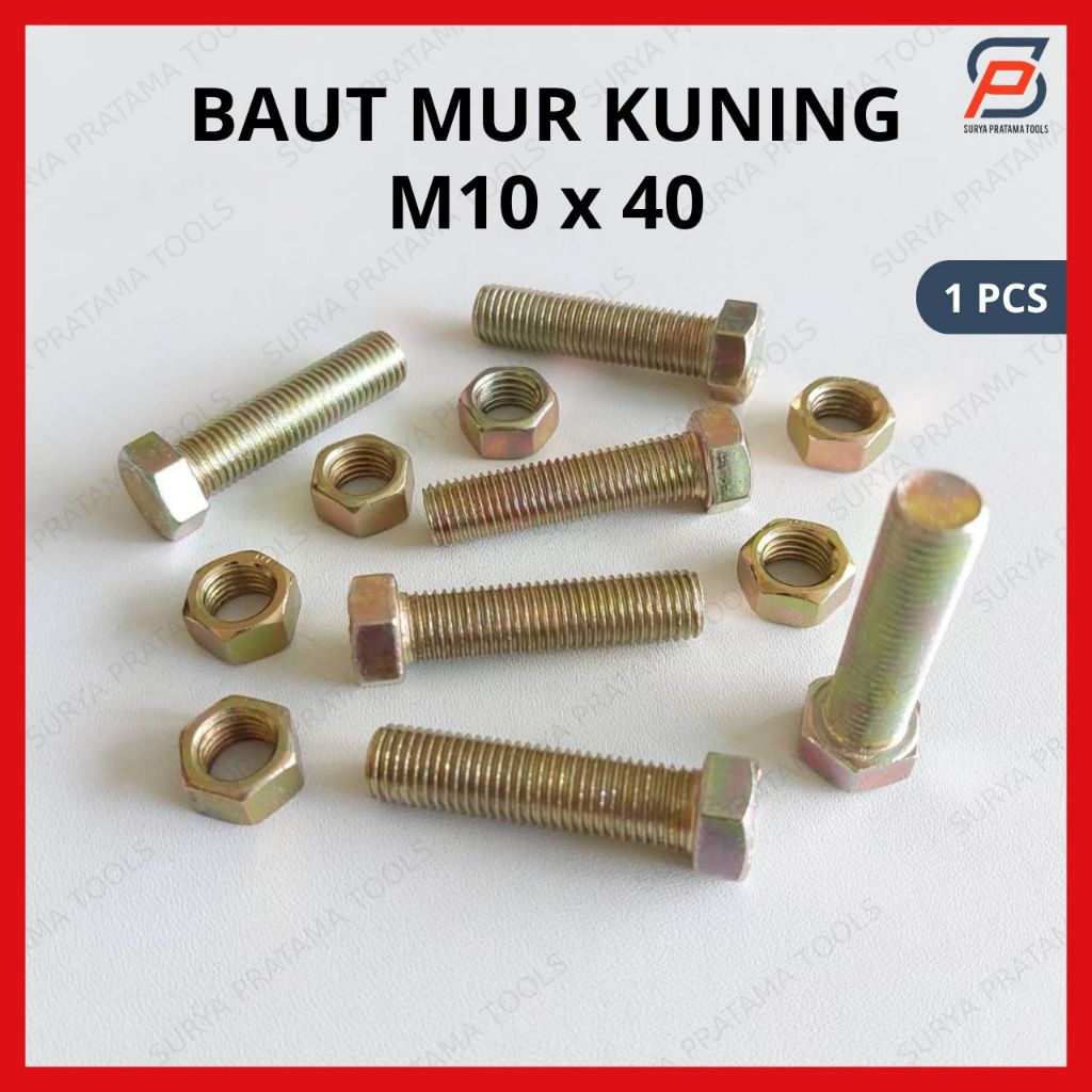 Jual Baut Mur Hexagon Kuning M10 x 40 mm Baut Hex BMK 10x40 ( Kunci 14 ) | Shopee Indonesia