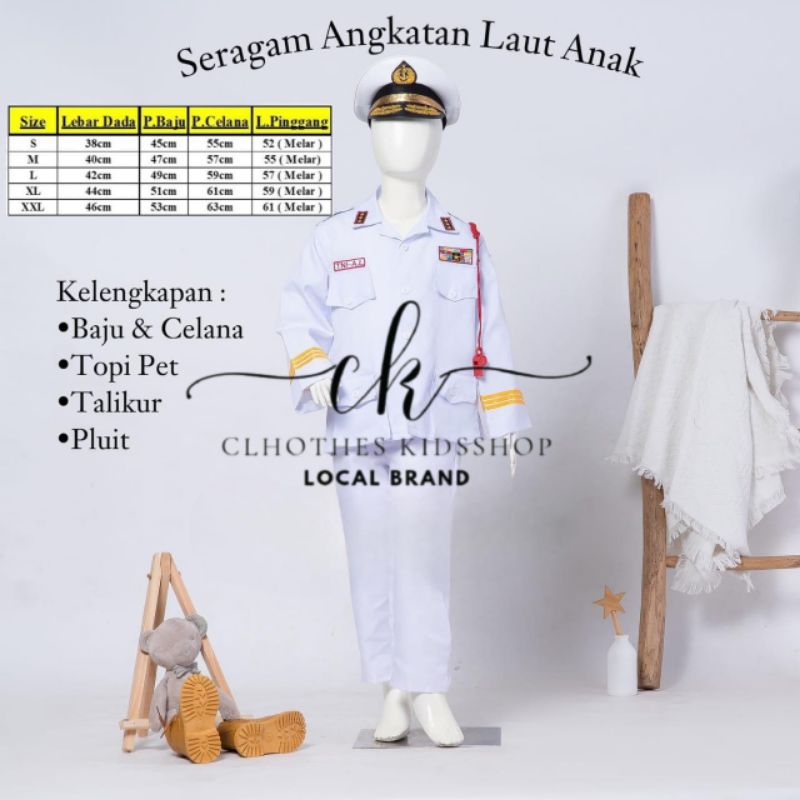 Jual Baju seragam profesi anak TNI AL angkatan laut carnaval satu set lengkap | Shopee Indonesia