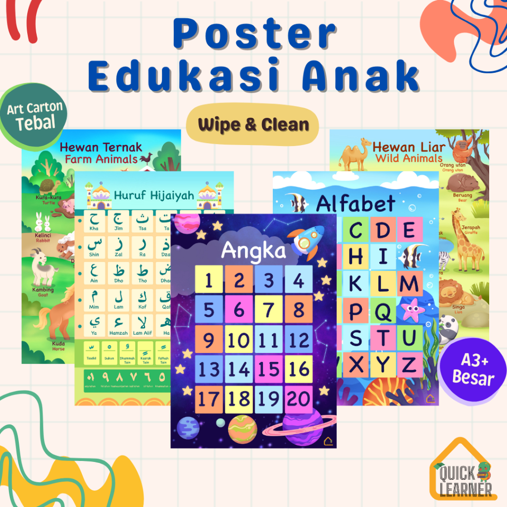 Jual Quick Learner Poster Edukasi Anak Belajar Huruf Angka Hijaiyah ...