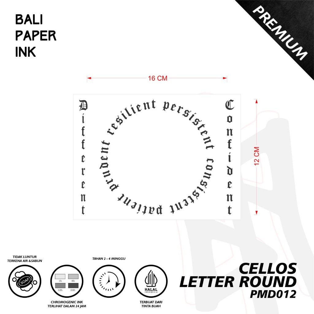 Jual Bali Paper Ink PMD012 Cellos Letter Round Fruit Ink Tatto Temporary Premium Tato Temporer ...