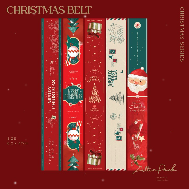 Jual (Isi 15pcs) UKURAN PANJANG Paper belt Christmas Paper Sleeve Natal ...