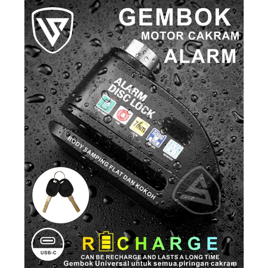 Jual Gembok Cakram Original Pengaman Anti Maling Cakram Alarm Sepeda ...