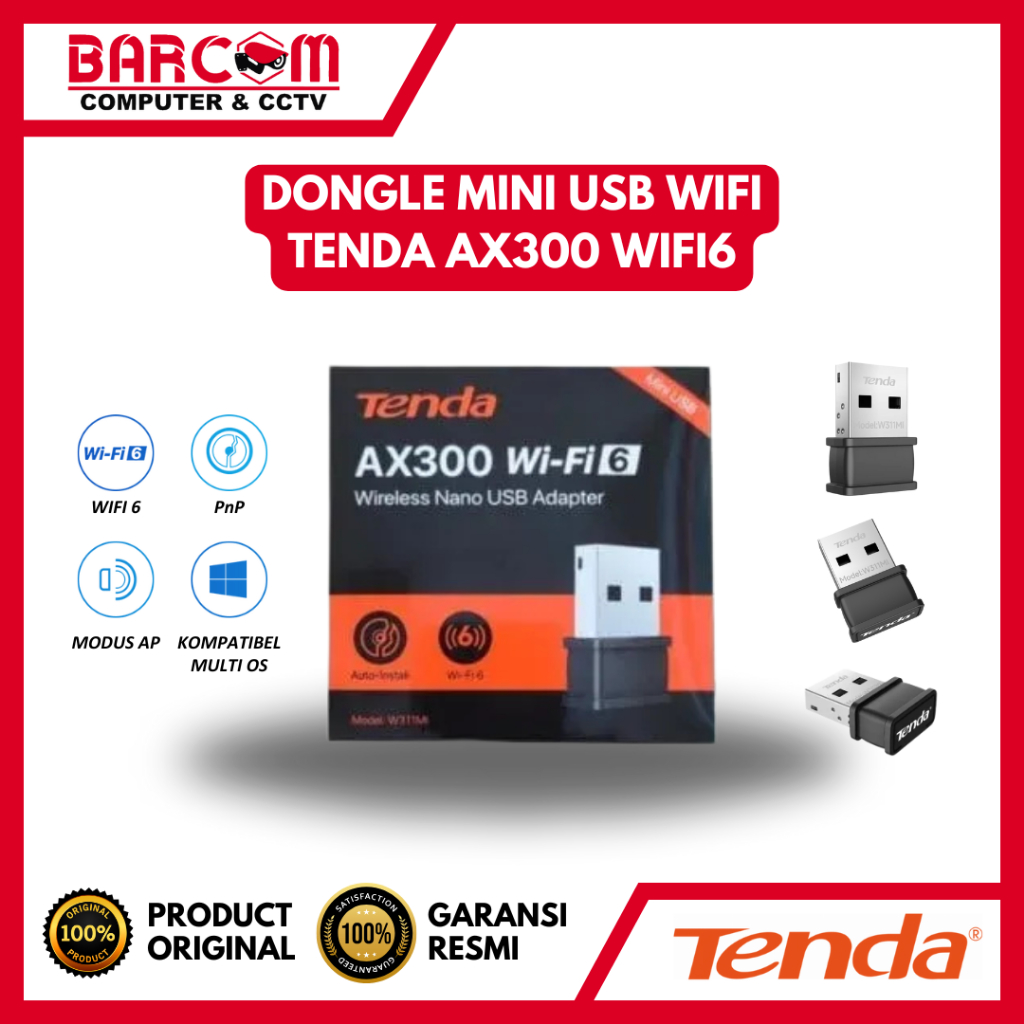 Jual WIFI DONGLE MINI TENDA AX300 W311MI WIFI6 USB WIRELESS NANO PLUG ...