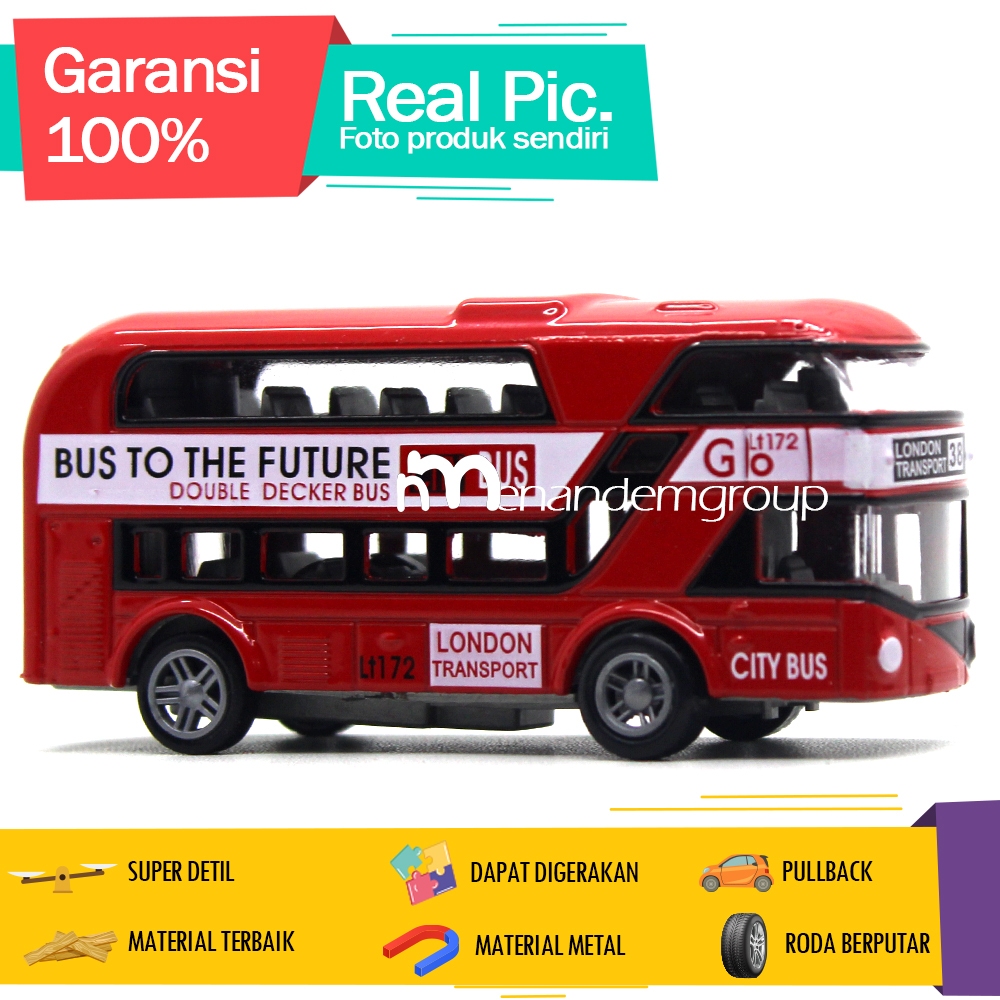 Jual Diecast Miniatur Mainan Mobil Bus Double Decker London Style Mika ...