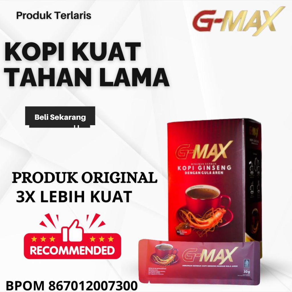 Jual COFFE GMAX MINUMAN KOPI STAMINA PRIA TAHAN LAMA ORIGINAL 100% EXTRA GINSENG & GULA AREN ...