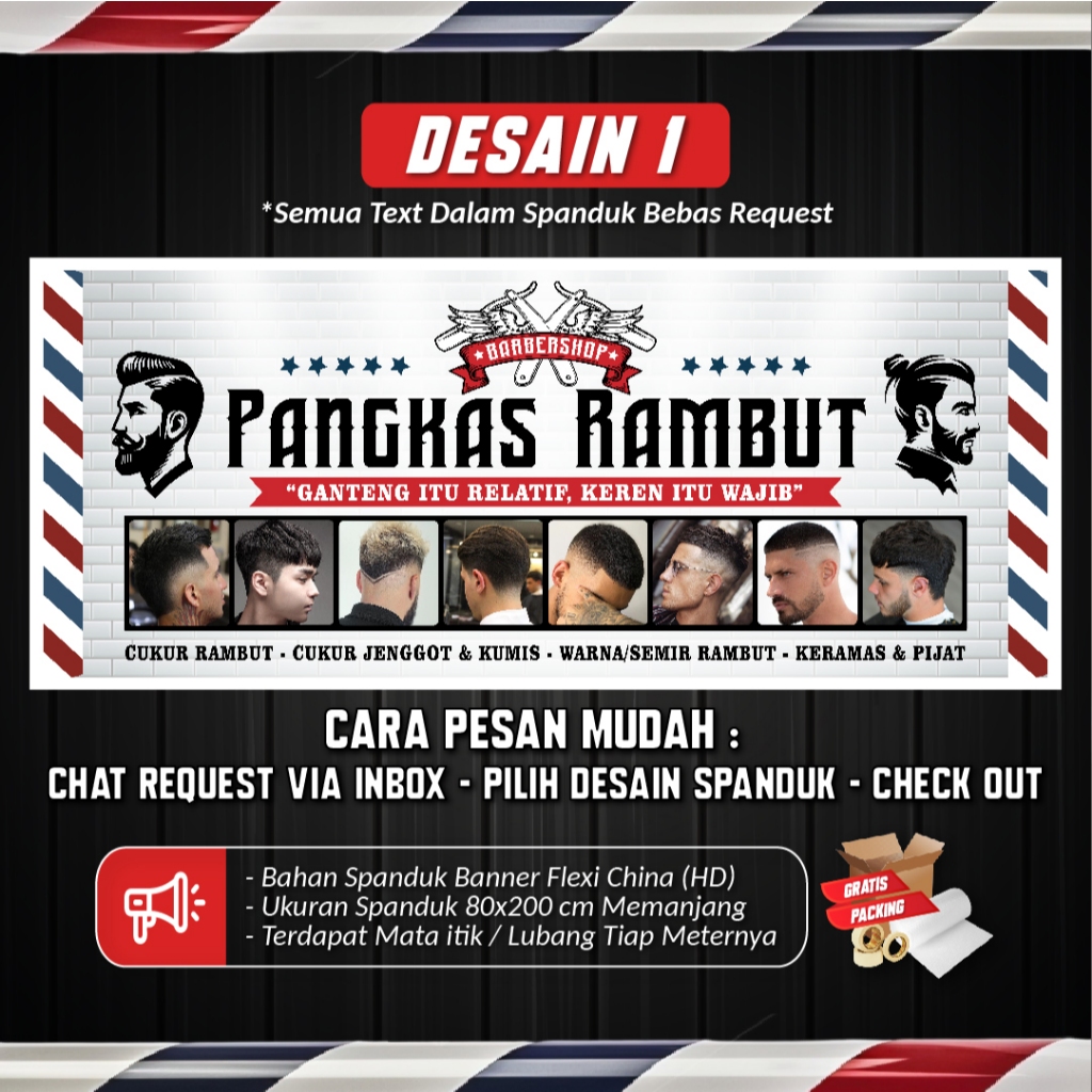 Jual Spanduk Custom Uk. 200x80cm Barbershop / Pangkas - Banner Usaha ...