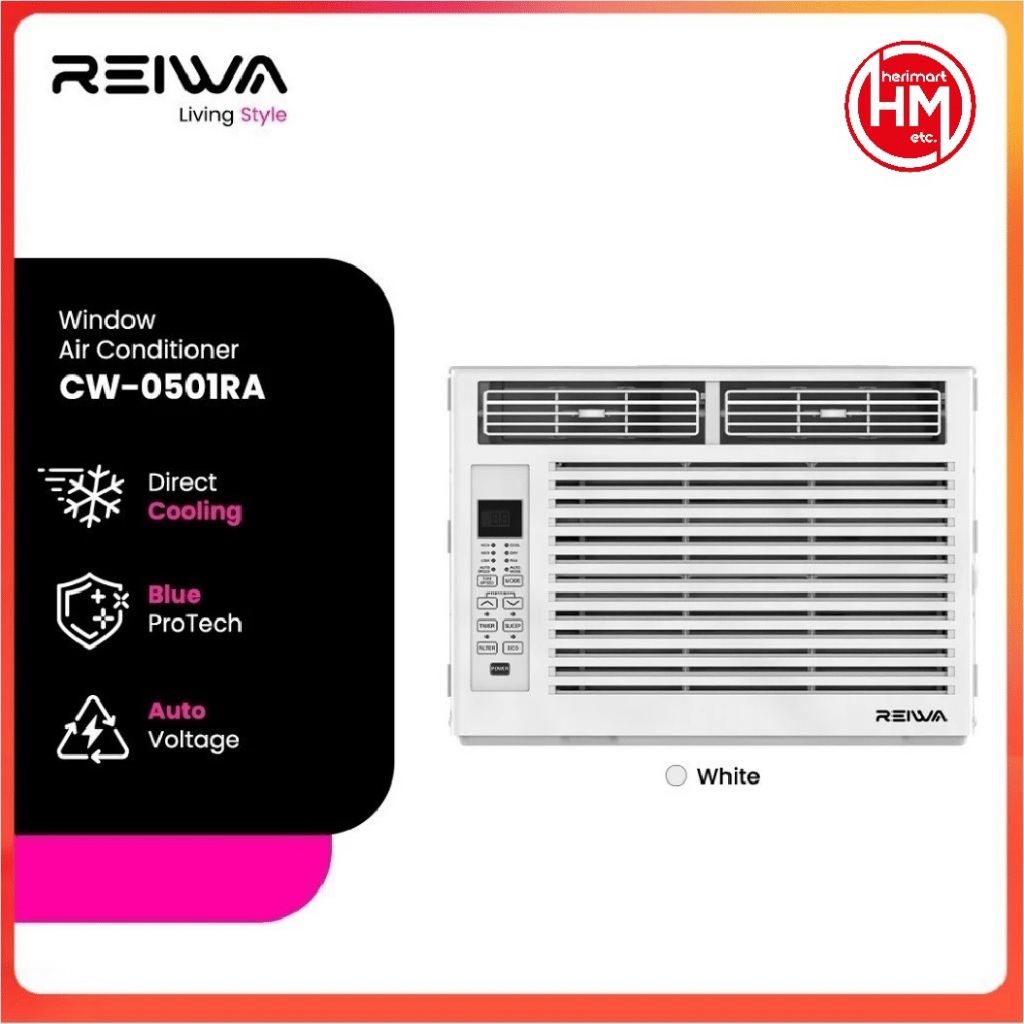 Jual AC Window Reiwa 1/2PK 0,5PK CW 0501RA Low Watt 5000Btu Refrigerant ...