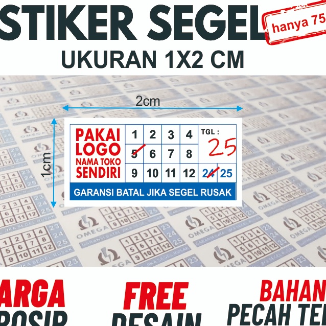 Jual Beli Cetak INSTANT Stiker Segel Garansi ukuran 1x2cm Kes Pecah ...