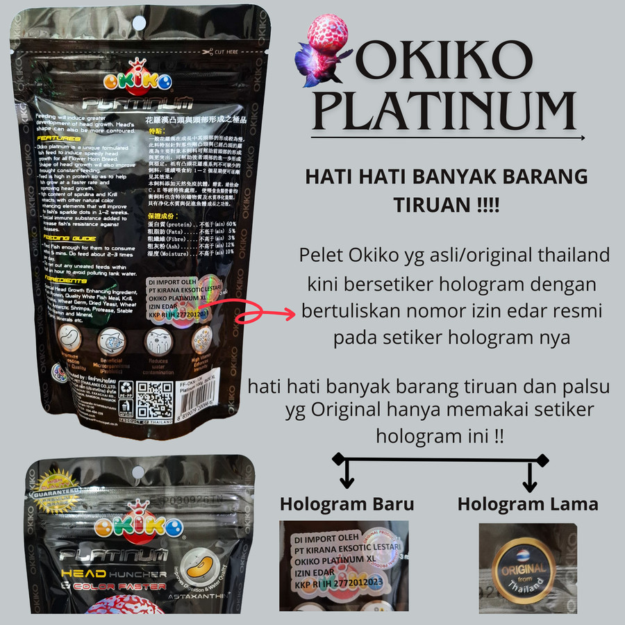 Jual Okiko Platinum Louhan Size S M L XL pelet / pakan louhan | Shopee Indonesia