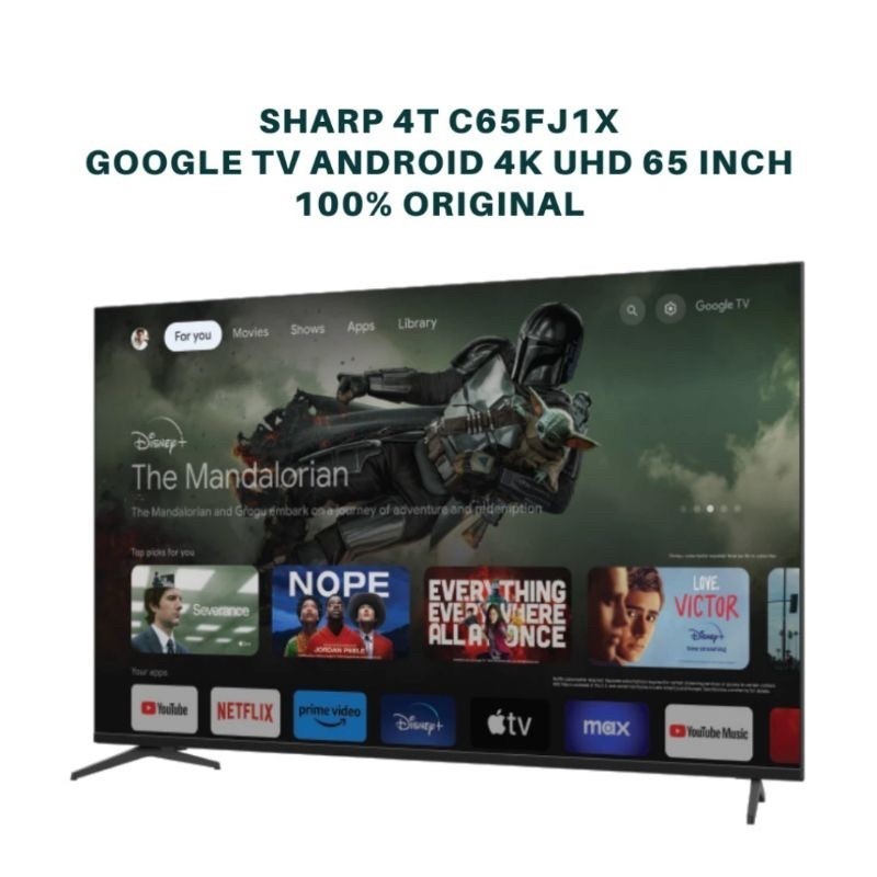 Jual TV Sharp 65 inch 4T-C65FJ1X Tv Led Sharp Android TV 4K Frameless ...