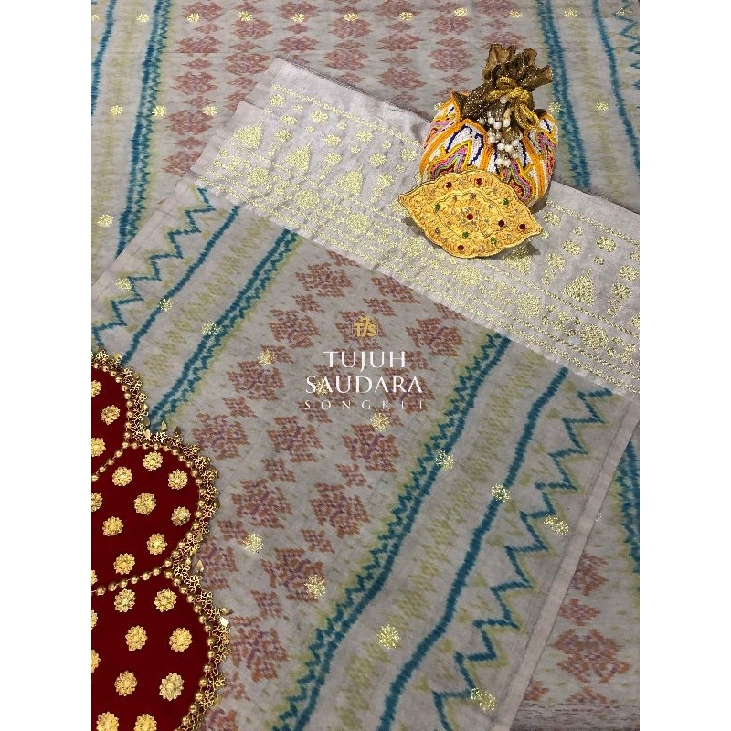 Jual Songket Tujuh Saudara Palembang dengan motif limaran berwarna ...