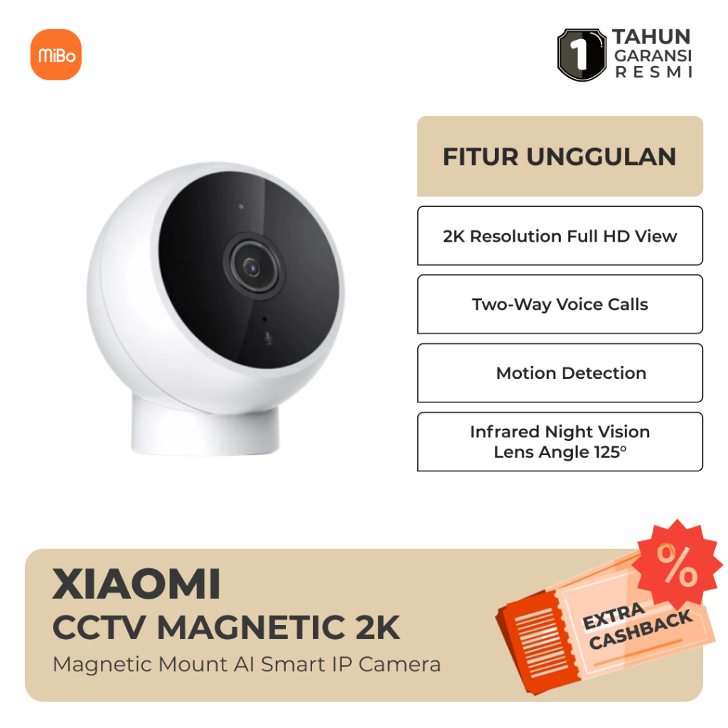 Jual Xiaomi Camera 2K Magnetic Mount AI Smart CCTV Night Vision Motion ...