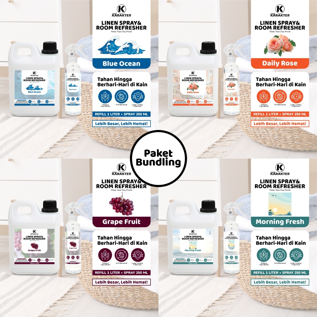 Jual Paket Bundling Parfum Linen Spray 1 Liter & Room Refresher Refill ...