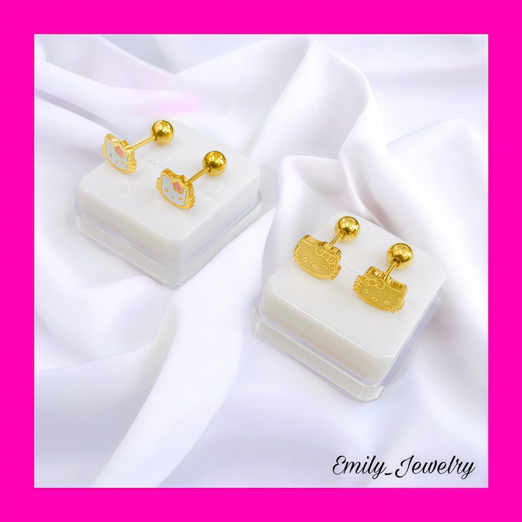 Jual Emilly - Anting Tusuk Tindik Dewasa/Anak Titanium Gold 24k Anti ...