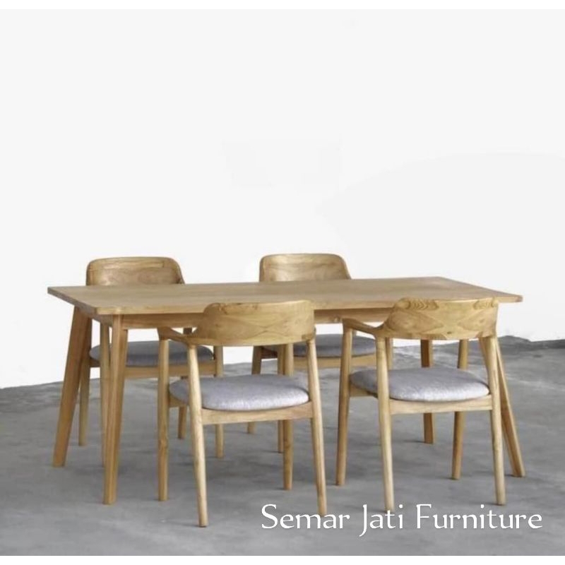 Jual Meja Makan Minimalis Kayu Jati 4 kursi, kursi makan minimalis jati modern mura | Shopee ...