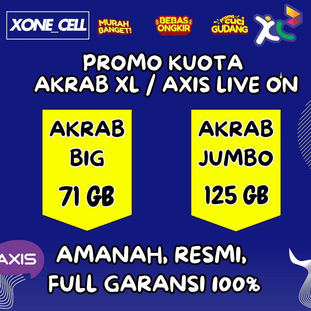 Jual KUOTA PAKET DATA XL DAN AXIS HARGA SPESIAL FULL KUOTA UTAMA 24 JAM AKRAB RESMI OFFICIAL ...