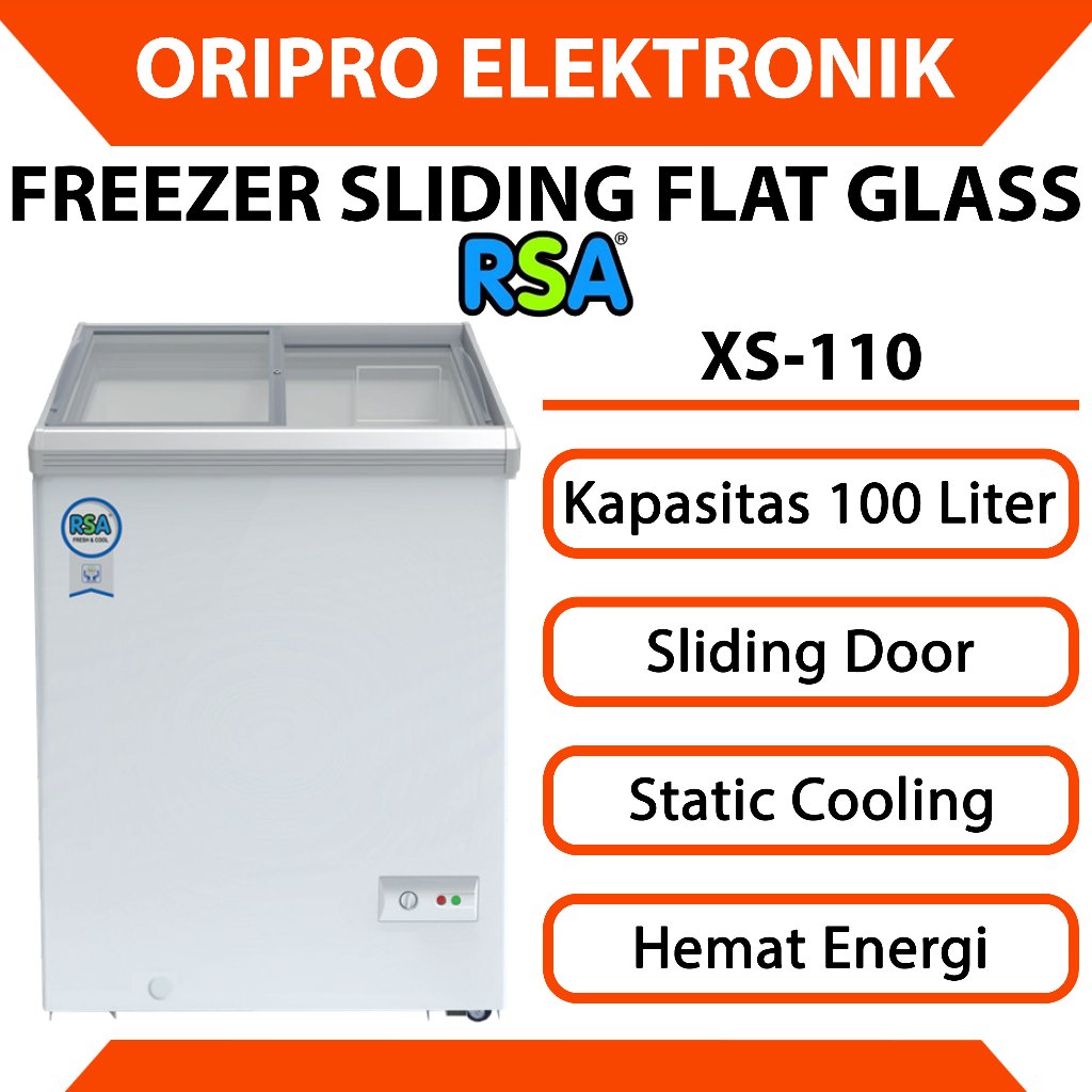 Jual Freezer 100 Liter Flat Glass Sliding Door RSA XS-110 XS110 ...