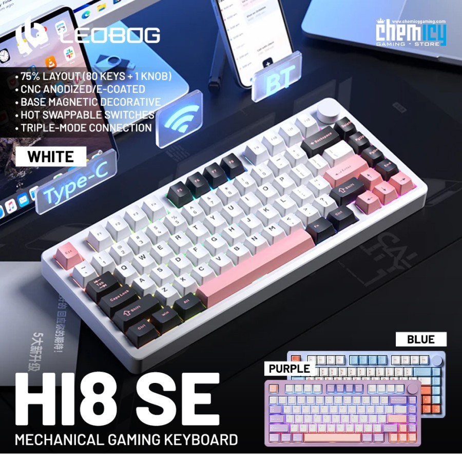 Jual LEOBOG Hi8 SE 75% Aluminum Triple-mode Wireless Mechanical Gaming Keyboard | Shopee Indonesia