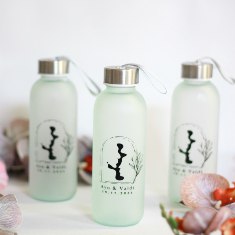 Jual (Min 800 pcs) Botol Minum Kaca Doff Souvenir Sablon Grosir Custom ...