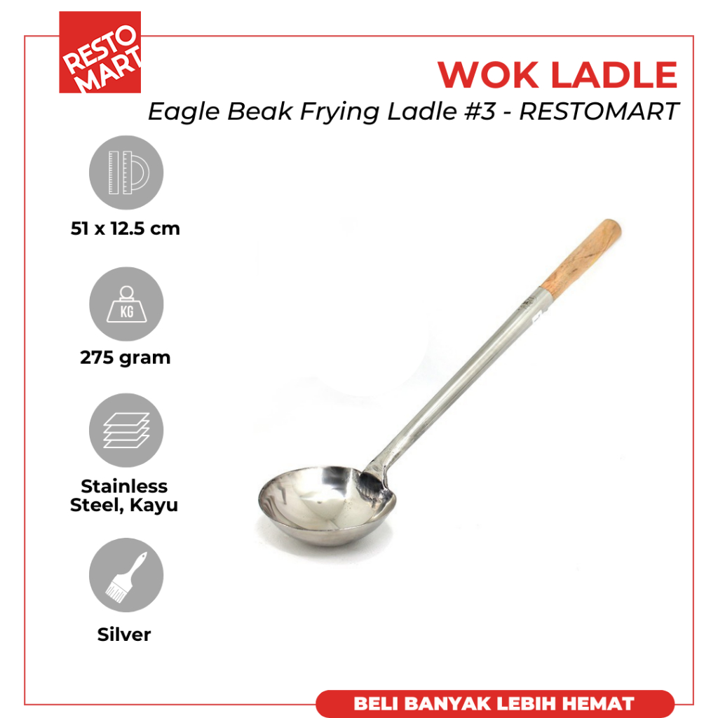 Jual Wok Ladle 51 cm / Eagle Beak Frying Ladle #3 Stainless Steel ...