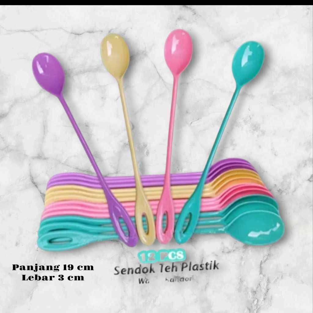 Jual (12 PCS) SENDOK ES PLASTIK PANJANG / SENDOK MINUMAN PLASTIK ...