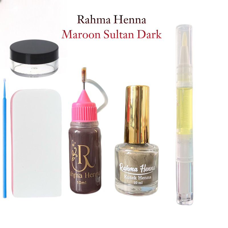 Jual Rahma Henna 4in1 Berkilau Paket Lengkap /Maroon Sultan / Dark ...