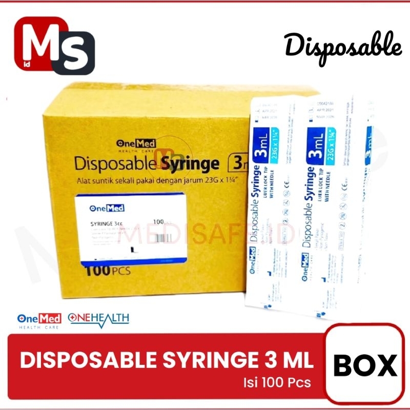 Jual SYRINGE 3 Ml ALAT SUNTIK MEDIS SPUIT 3 CC STERIL ISI 100 PCS / BOX ...
