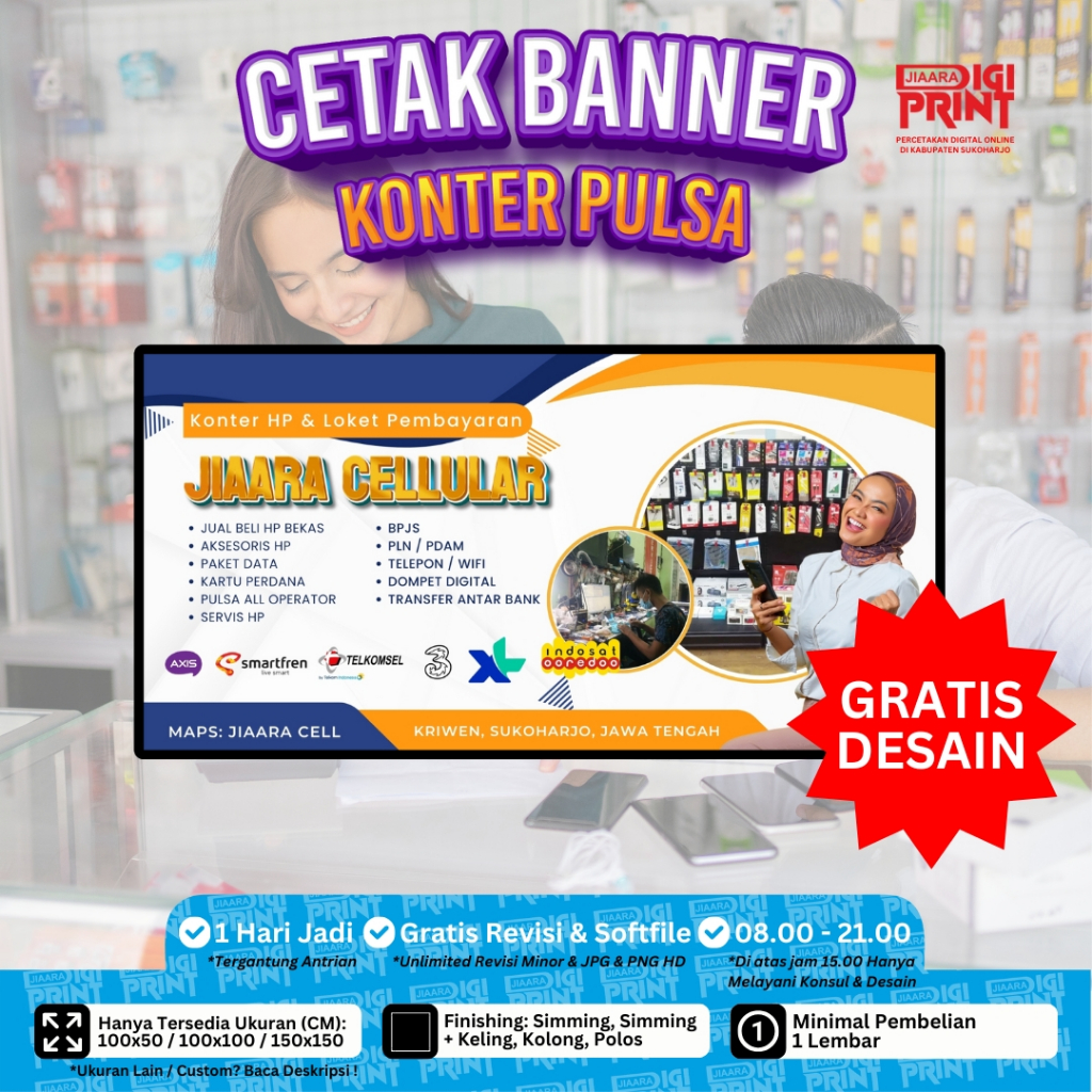 Jual Cetak Banner Konter HP Pulsa PPOB Flexi 280 gsm | Shopee Indonesia