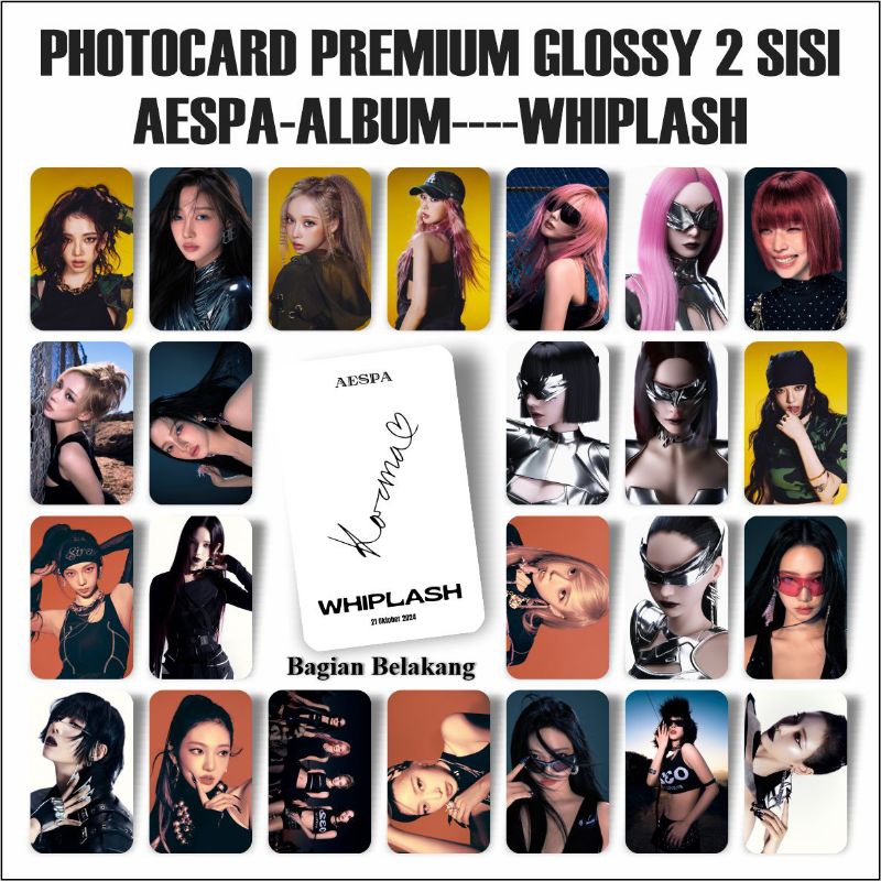 Jual PC Photocard Set AESPA WHIPLASH isi 25 pcs print 2 sisi laminasi glossy Kualitas HD anti ...