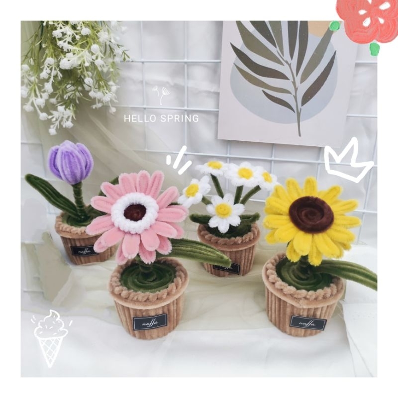 Jual MINI FLOWER POT PIPE CLEANER | BUNGA POT KAWAT BULU HIASAN MEJA ...