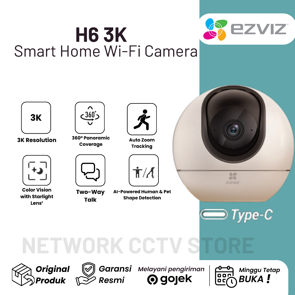 Jual CCTV EZVIZ H6 5MP 3K+ Smart Home Wi-Fi Camera | Shopee Indonesia
