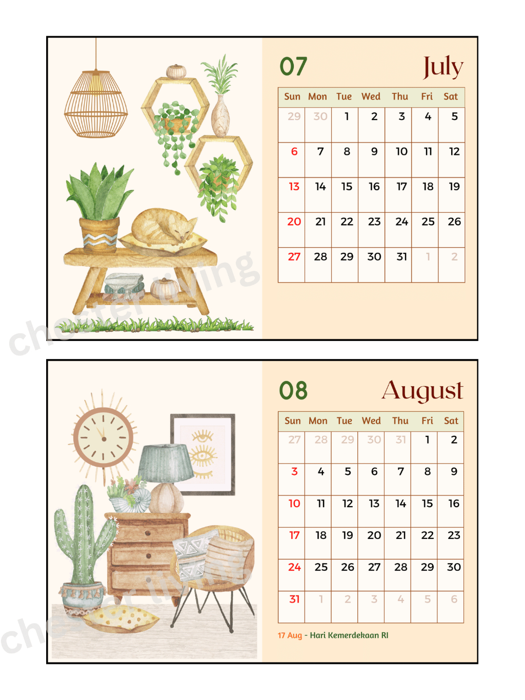 Jual BEIGE - Kalender 2025 aesthetic , Kalender meja 2025 , Kalendar ...