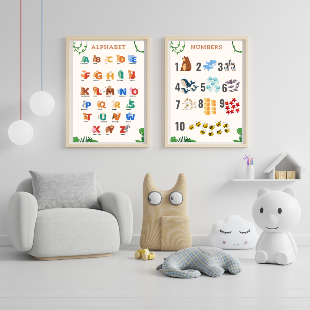 Jual Poster Edukasi Angka dan Alphabet Series Hewan dan Kendaraan ...