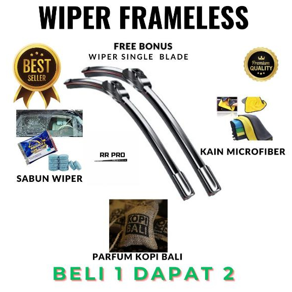 Jual Wiper Mobil Universal - FREE BONUS - Wiper Frameless - Wiper ...